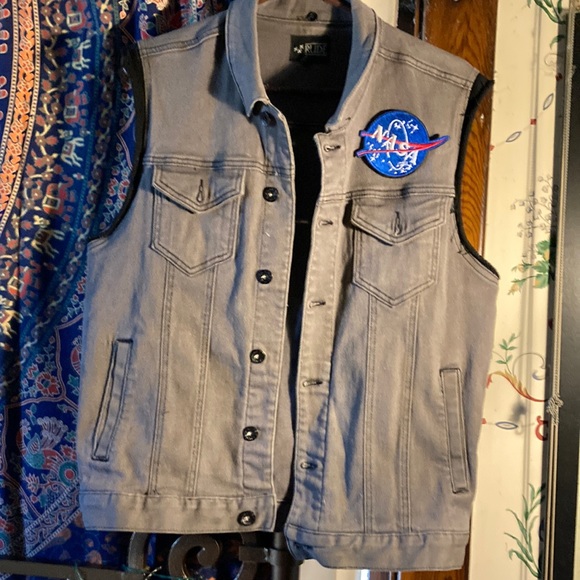 RUDE | Jackets & Coats | Rude Sleeveless Vest In Gray With Nasa Patch ...